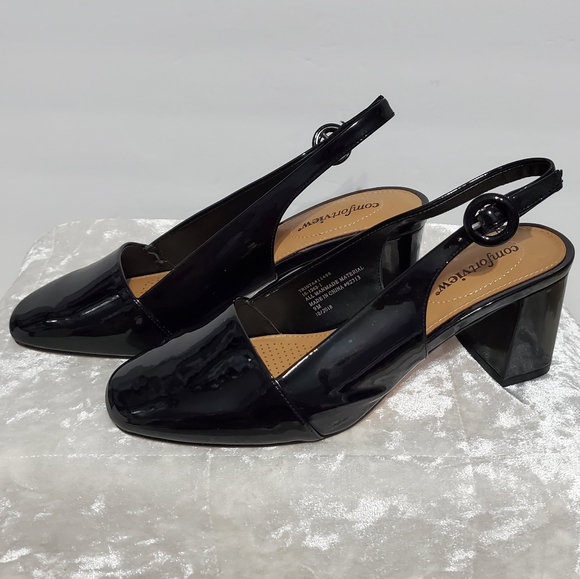 comfortview | Shoes | Comfortview Black Trista Patent Leather Sandals ...